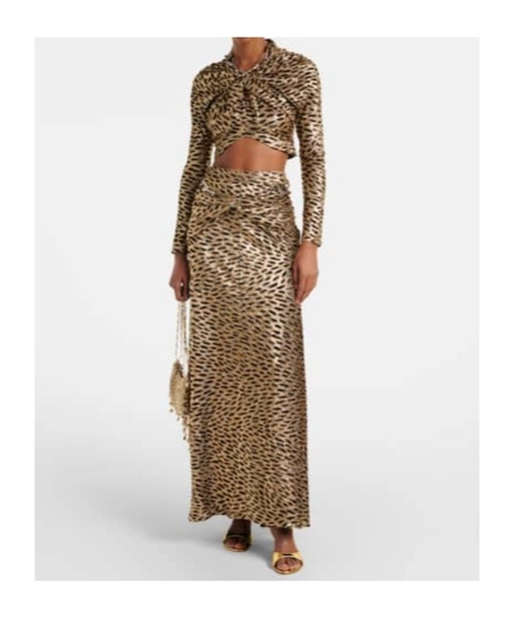 Rabanne Tiger Gathered Lame Maxi Skirt