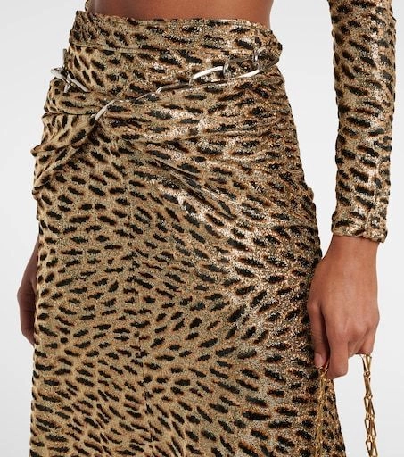 Rabanne Tiger Gathered Lame Maxi Skirt