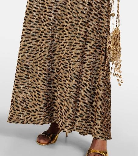 Rabanne Tiger Gathered Lame Maxi Skirt