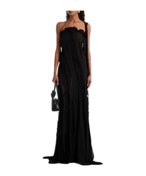 Blumarine Draped One-shoulder Gown