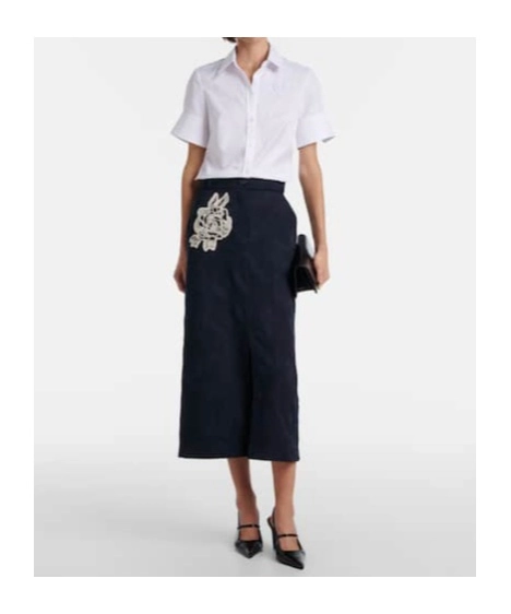 Erdem Floral Cotton-blend Jacquard Midi Skirt