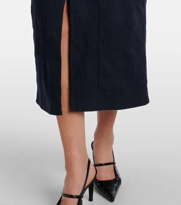 Erdem Floral Cotton-blend Jacquard Midi Skirt