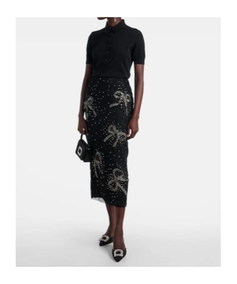 Carolina Herrera Embellished Sheer Midi Skirt