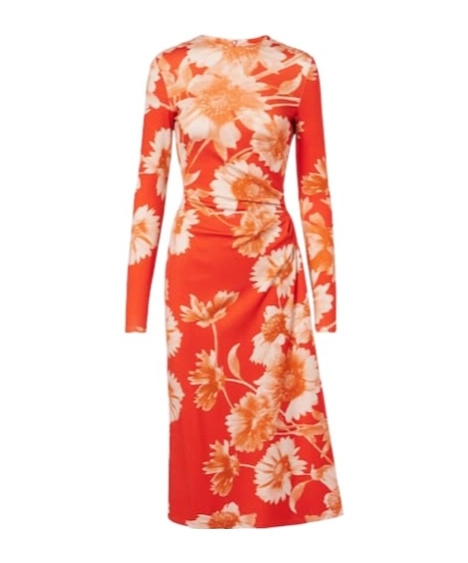 Erdem Floral Draped Midi Dress