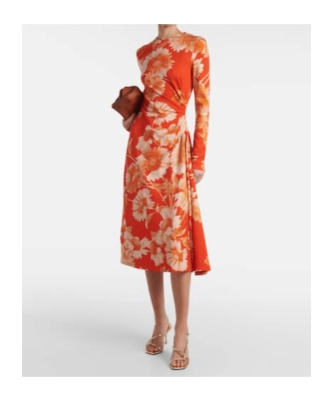 Erdem Floral Draped Midi Dress