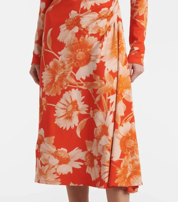 Erdem Floral Draped Midi Dress