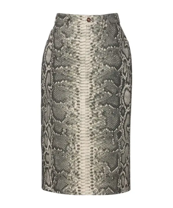 Gabriela Hearst Adelaide Snake-print Cotton Midi Skirt - Gray