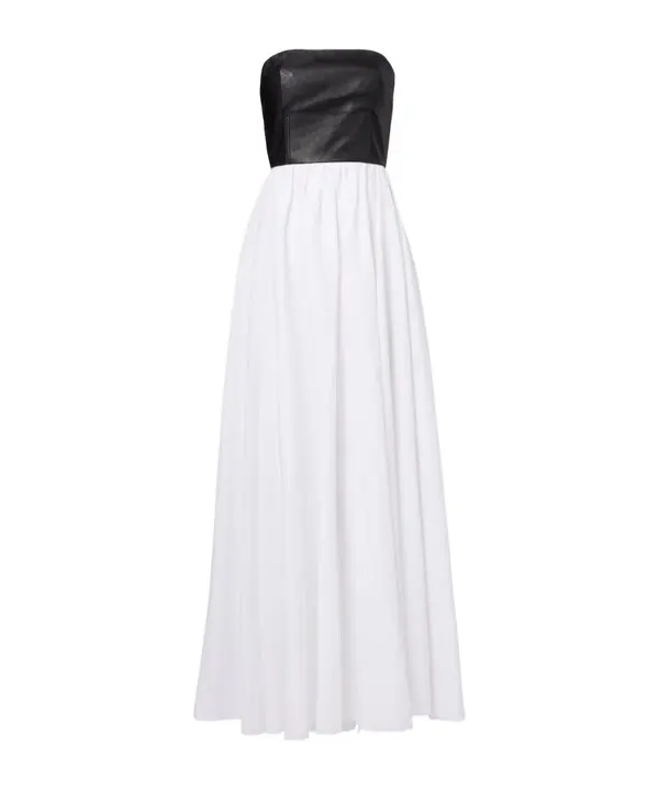 Gabriela Hearst Neferu Leather-trimmed Linen Maxi Dress - White