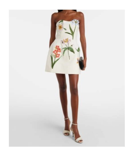 LEO Rosario Embroidered Velvet Minidress