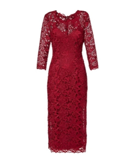 Carolina Herrera Lace Midi Dress - Red