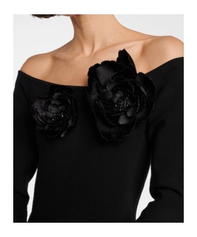 Oscar De La Renta Floral Appliqué Off-shoulder Mini Dress