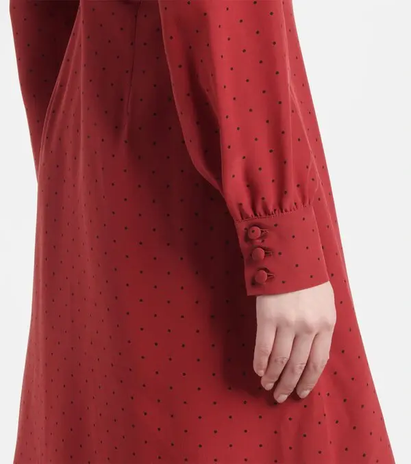 Alessandra Rich Polka Dot Silk Midi Dress
