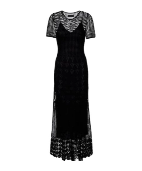NILI LOTAN Crochet Knit Maxi Dress - Black