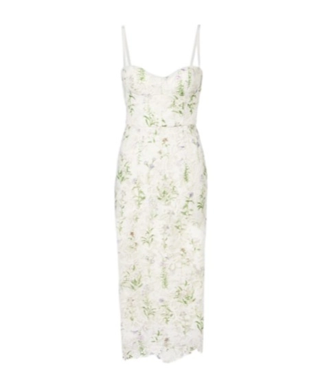 Monique Lhuillier Floral Lace Corset Dress - White
