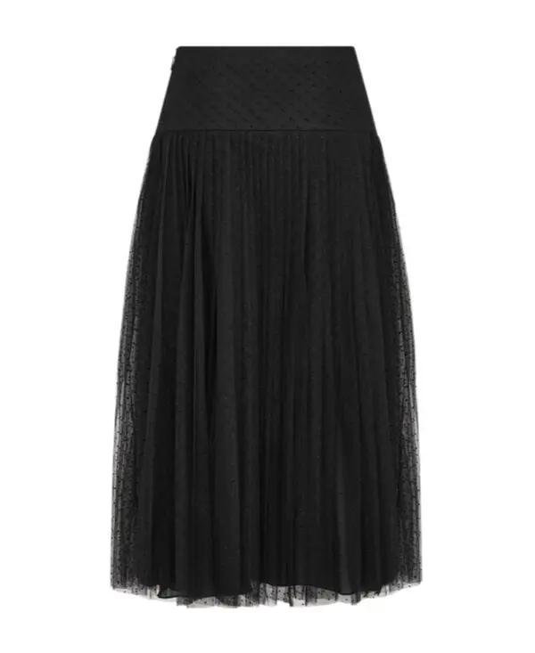 Dior Mid-length Pleated Tulle Skirt - Black