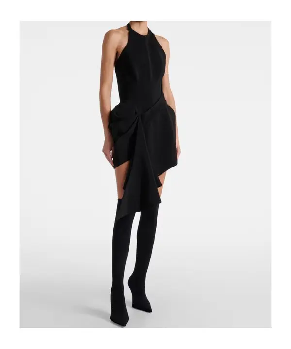 MUGLER Asymmetric Ruffle Mini Dress
