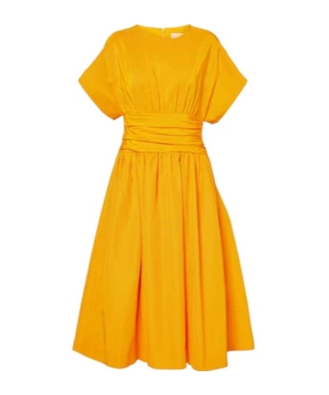 Carolina Herrera Gathered Cotton-blend Cocktail Dress - Orange
