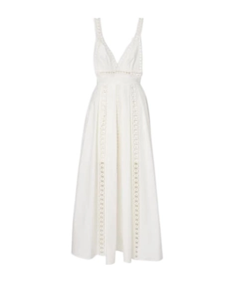 Elie Saab Embroidered Cotton-blend Midi Dress