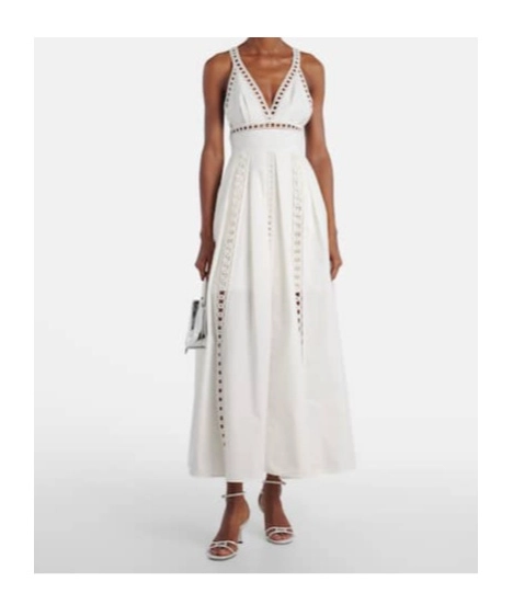 Elie Saab Embroidered Cotton-blend Midi Dress