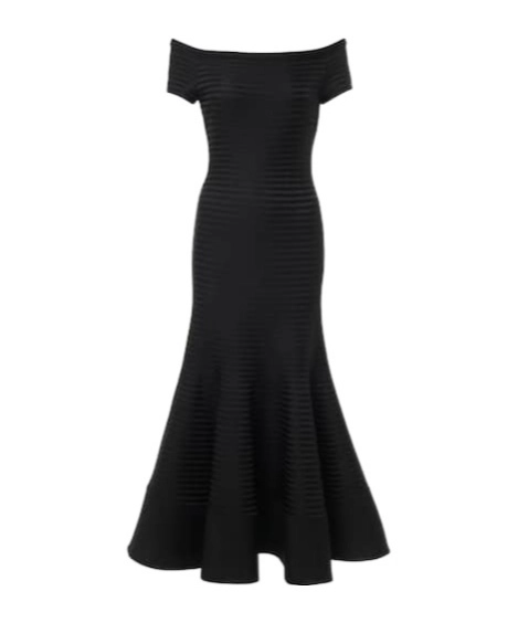 Carolina Herrera Off-shoulder Striped Maxi Dress - Black