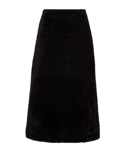 YVES SALOMON Shearling Maxi Skirt - Black