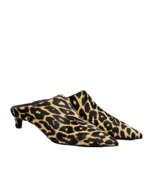JIL SANDER Pointy Leopard-print Calf Hair Mules - Black
