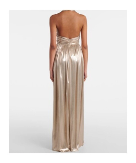 Giambattista Valli Halterneck Open-back Lamé Jersey Gown