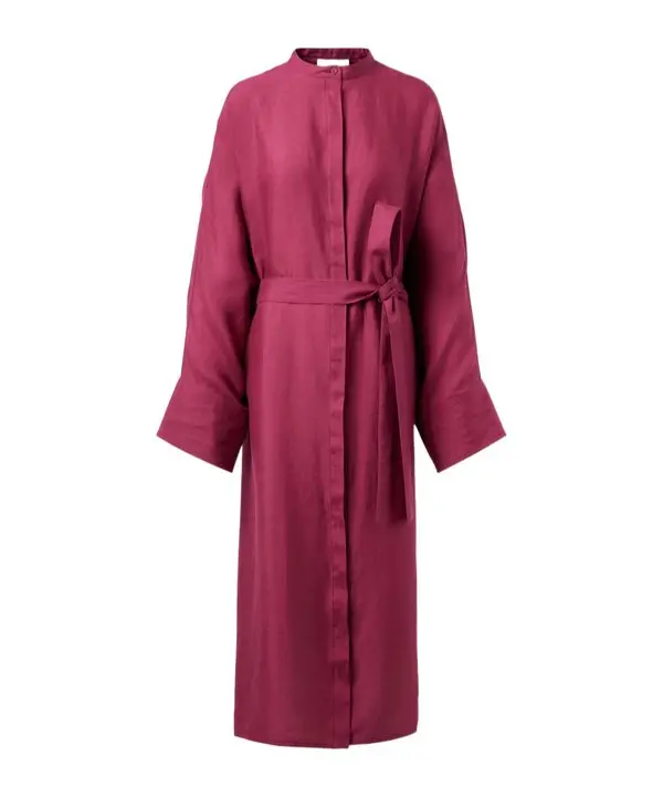Gabriela Hearst Tilda Linen Belted Dress - Raspberry Color
