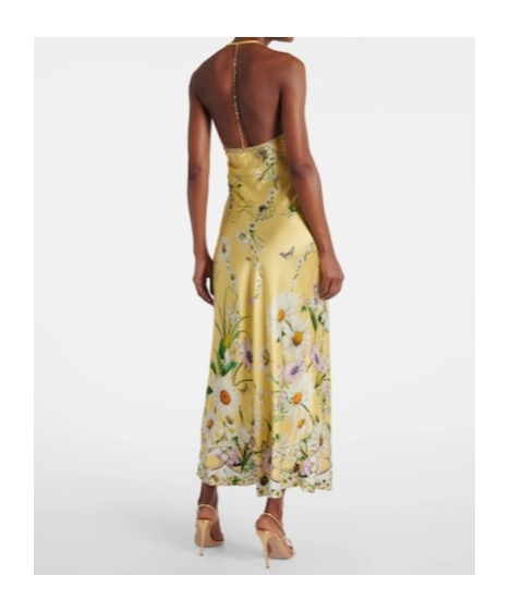 Camilla Floral Silk Satin Charmeuse Midi Dress
