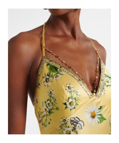 Camilla Floral Silk Satin Charmeuse Midi Dress