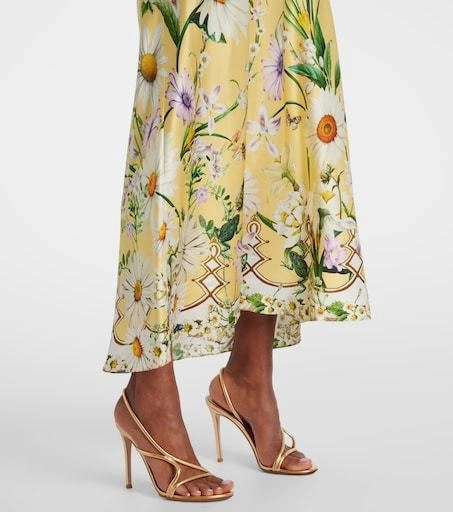 Camilla Floral Silk Satin Charmeuse Midi Dress