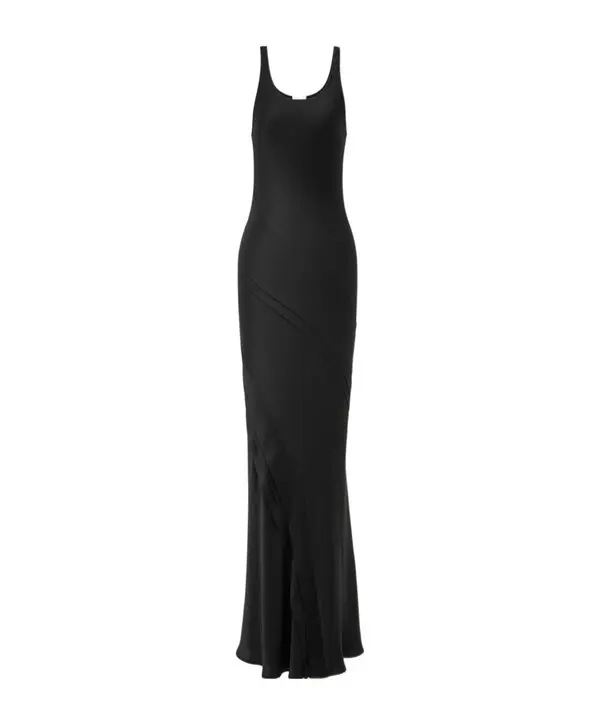 Saint Laurent Long Sleeveless Silk Dress - Black