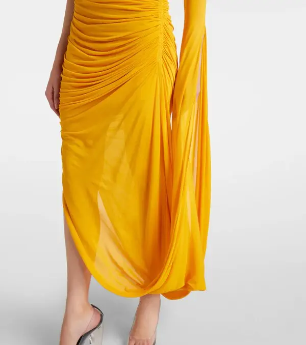 MUGLER Draped One-shoulder Knit Dress