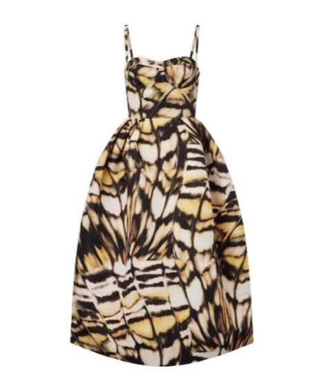 Oscar De La Renta Printed Faille Cocktail Dress