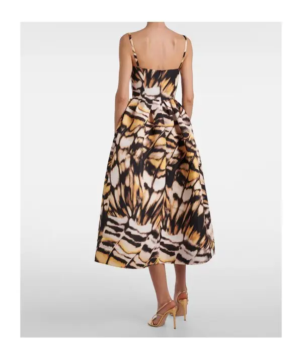 Oscar De La Renta Printed Faille Cocktail Dress