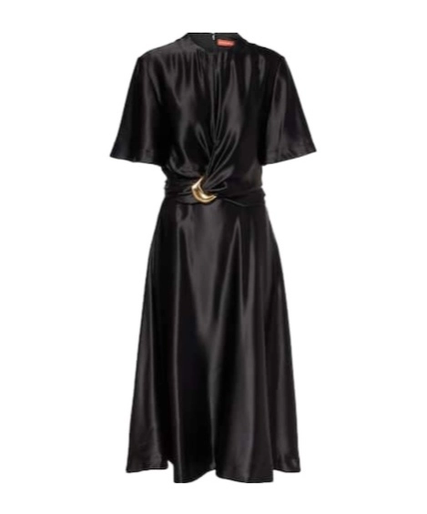 Altuzarra Honey Belted Silk Satin Midi Dress - Black