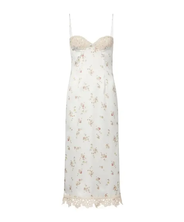 Magda Butrym Floral Crochet-trimmed Silk Slip Dress - Cream