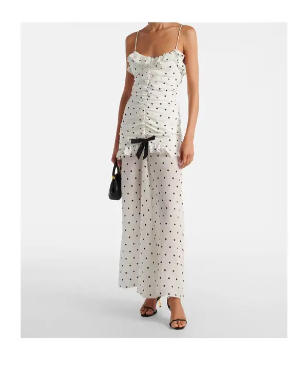 Alessandra Rich Polka-dot Silk Maxi Dress