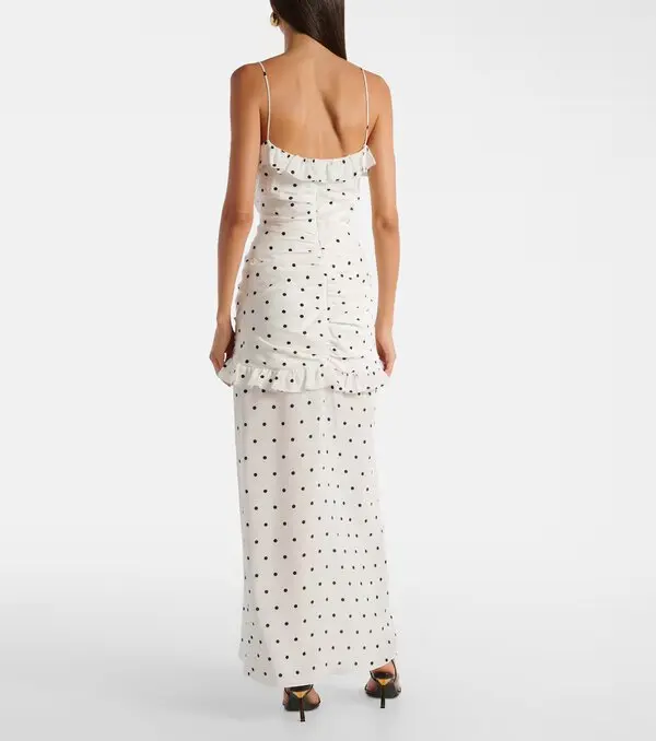 Alessandra Rich Polka-dot Silk Maxi Dress