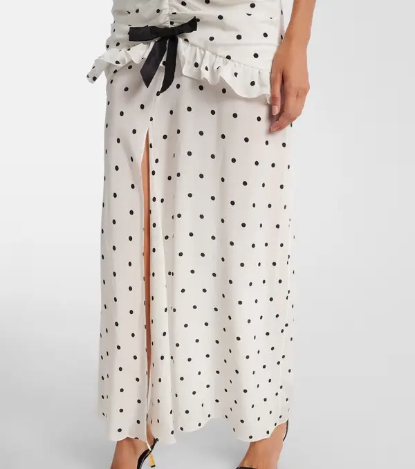 Alessandra Rich Polka-dot Silk Maxi Dress