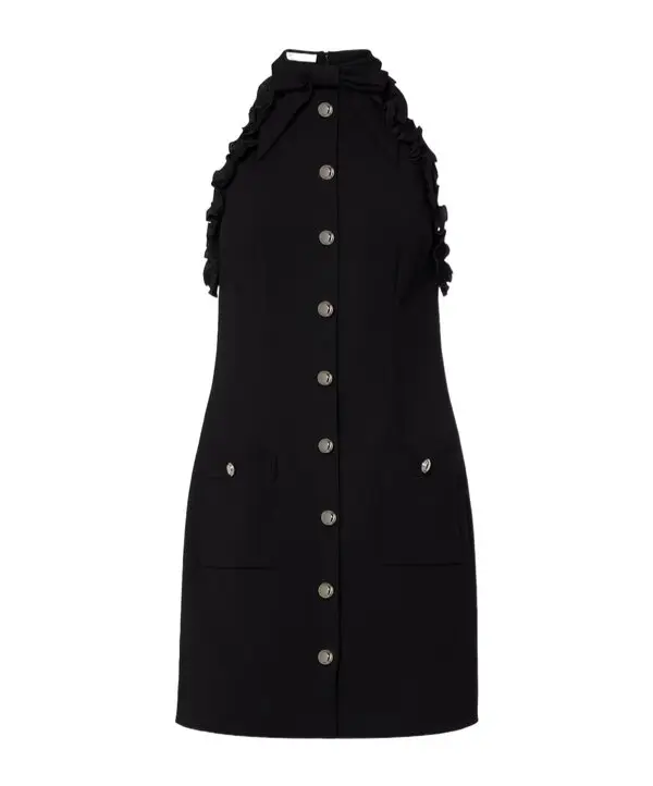 Alessandra Rich Wool-blend Crepe Minidress With Bow Detail