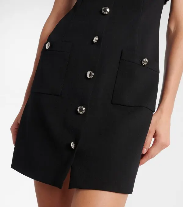 Alessandra Rich Wool-blend Crepe Minidress With Bow Detail