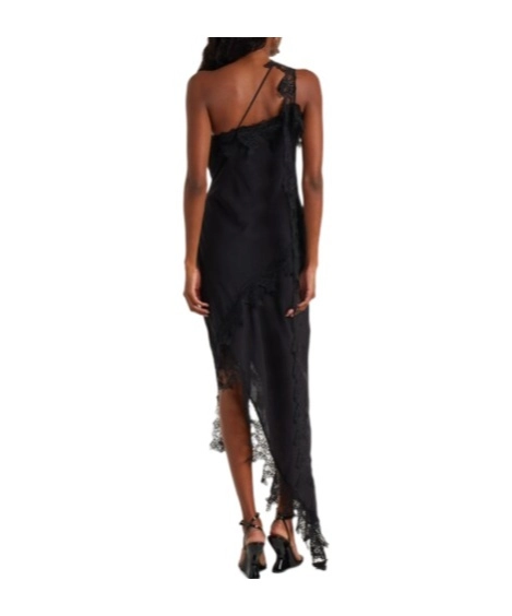 Blumarine Asymmetric Lace-trimmed Midi Dress