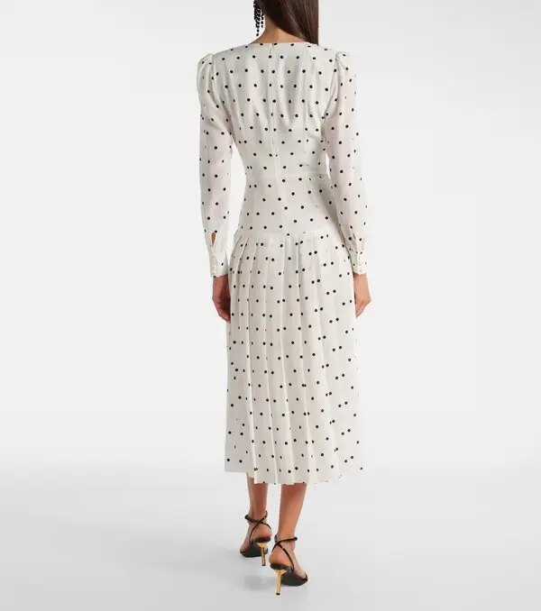 Alessandra Rich Polka Dot Silk Midi Dress