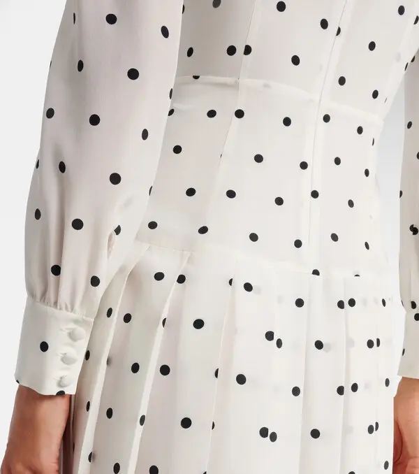 Alessandra Rich Polka Dot Silk Midi Dress