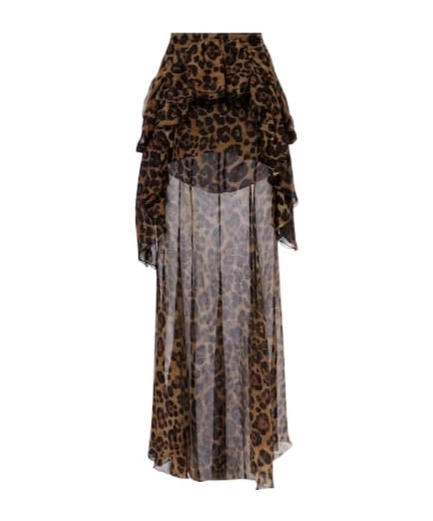 Blumarine Leopard-print Silk Crepon Maxi Skirt - Black