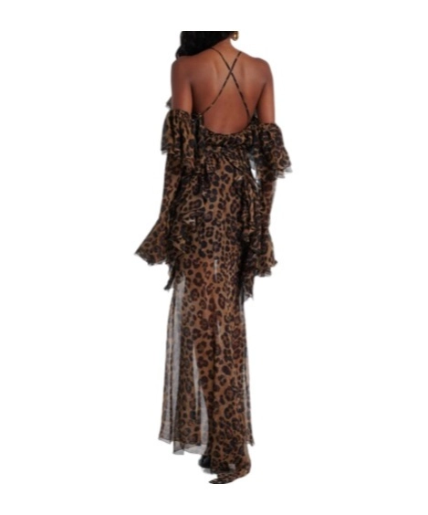 Blumarine Leopard-print Silk Crepon Maxi Skirt