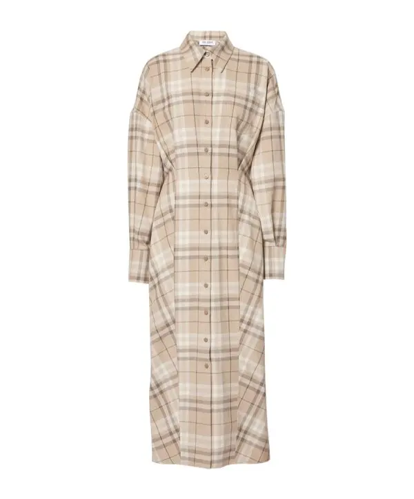 Attico Checked Cotton-blend Shirt Dress - Nude
