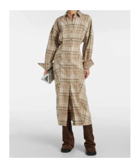 Attico Checked Cotton-blend Shirt Dress