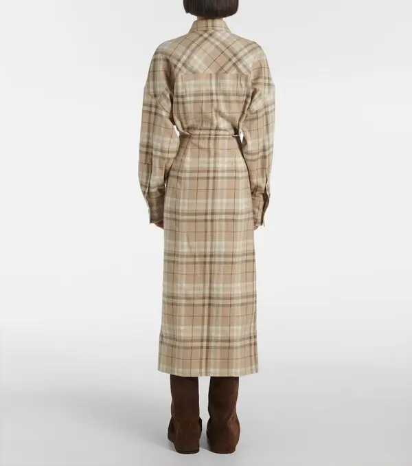 Attico Checked Cotton-blend Shirt Dress